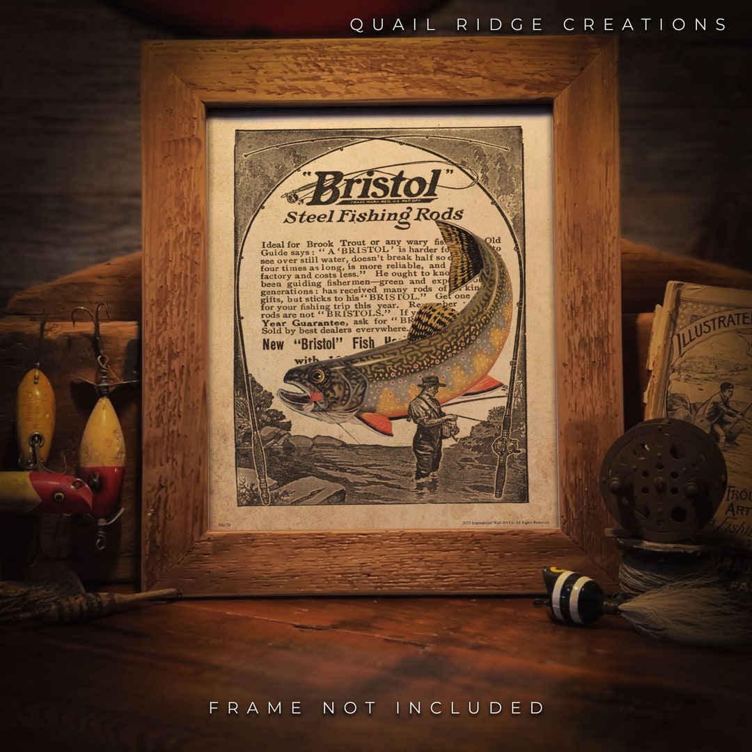 Vintage Bristol Fishing Rods Art Print: Brook Trout Cabin Decor - Etsy
