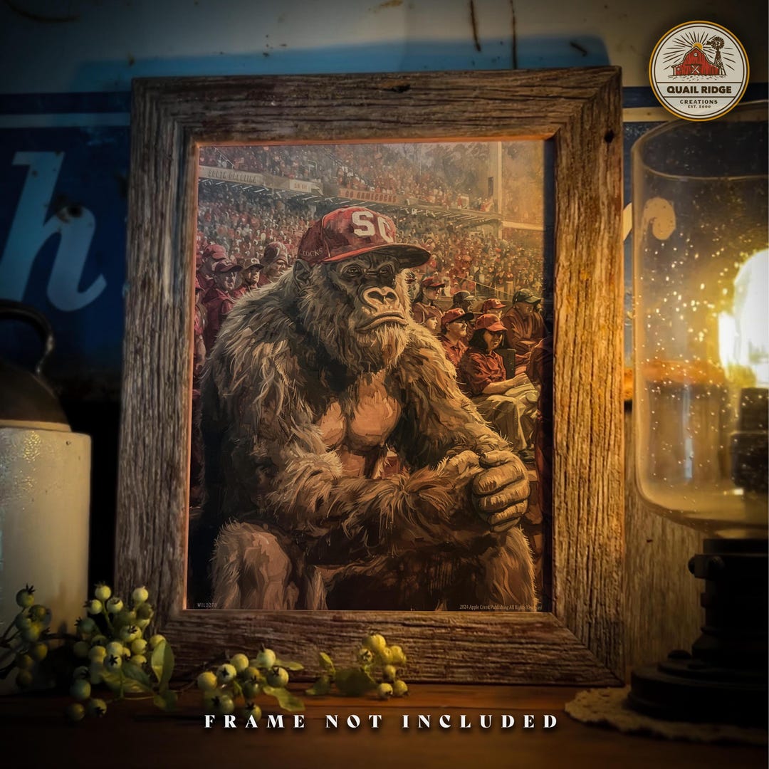 Gamecock Fan Sasquatch Bigfoot Art Print Poster 11x14 Inch Unframed ...