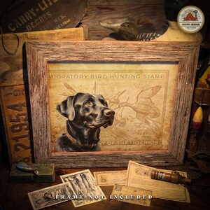 Vintage Black Lab Hunting Dog Poster Art Print 11x14 Unframed Duck ...