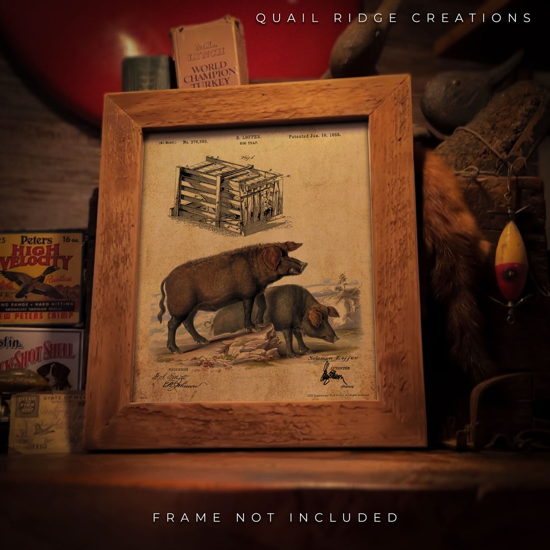 Vintage Hog Trap Patent Art Print 8x10 Unframed Swine Wild Boar Hunting ...