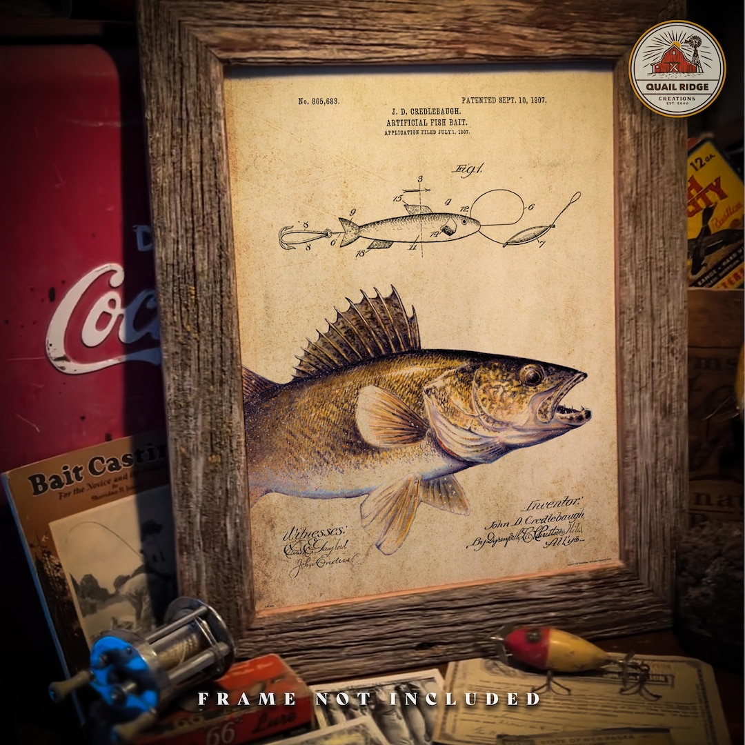 Walleye Fishing Artwork Fishing Lure Patent Art Print 11X14 Unframed ...