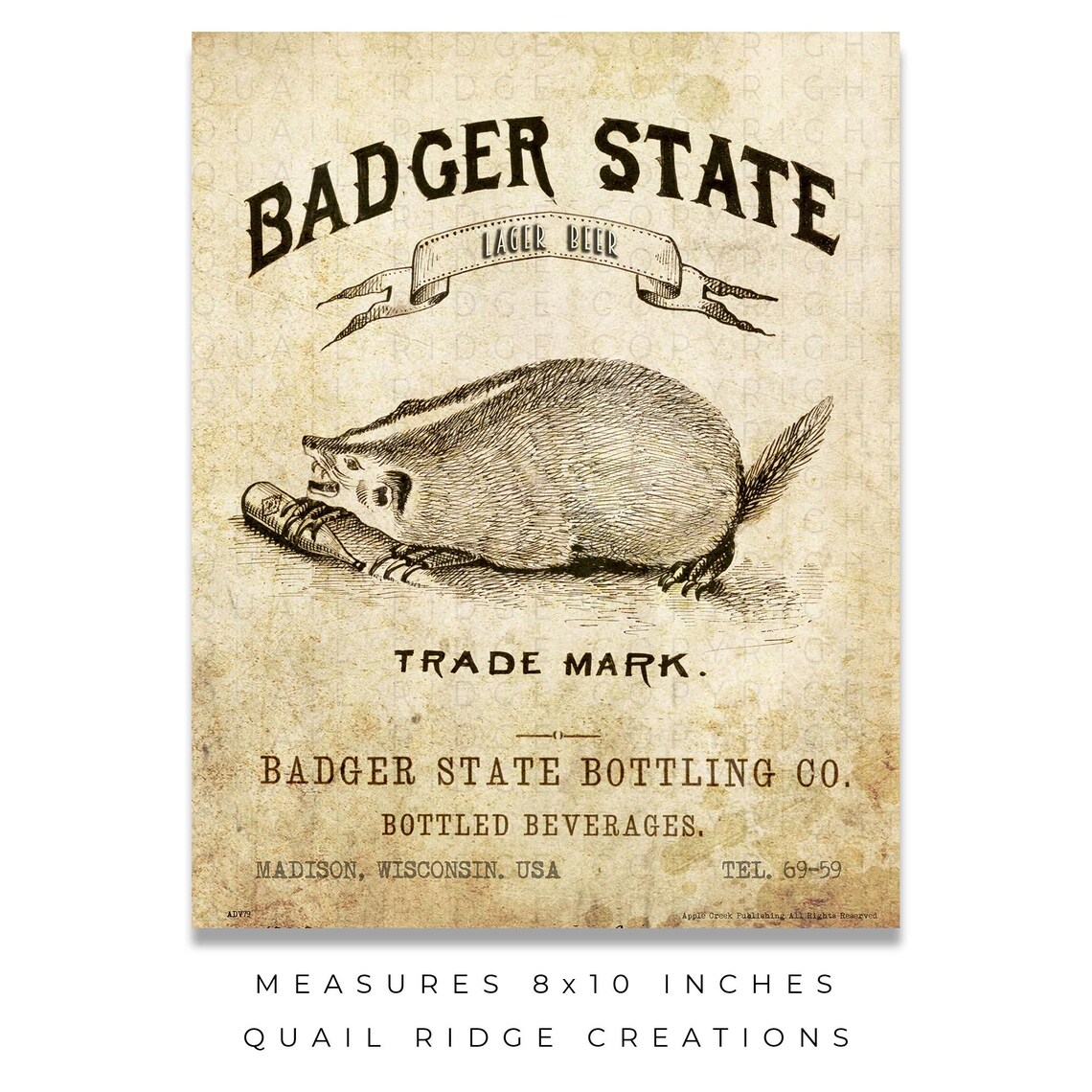 Vintage Badger State Lager Beer Label Art Print: Madison Wisconsin Bar ...