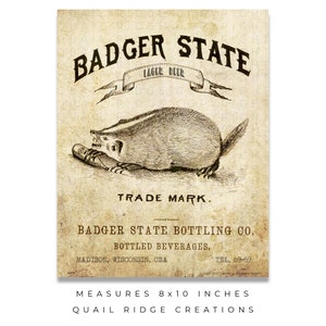 Vintage Badger State Lager Beer Label Art Print: Madison Wisconsin Bar ...
