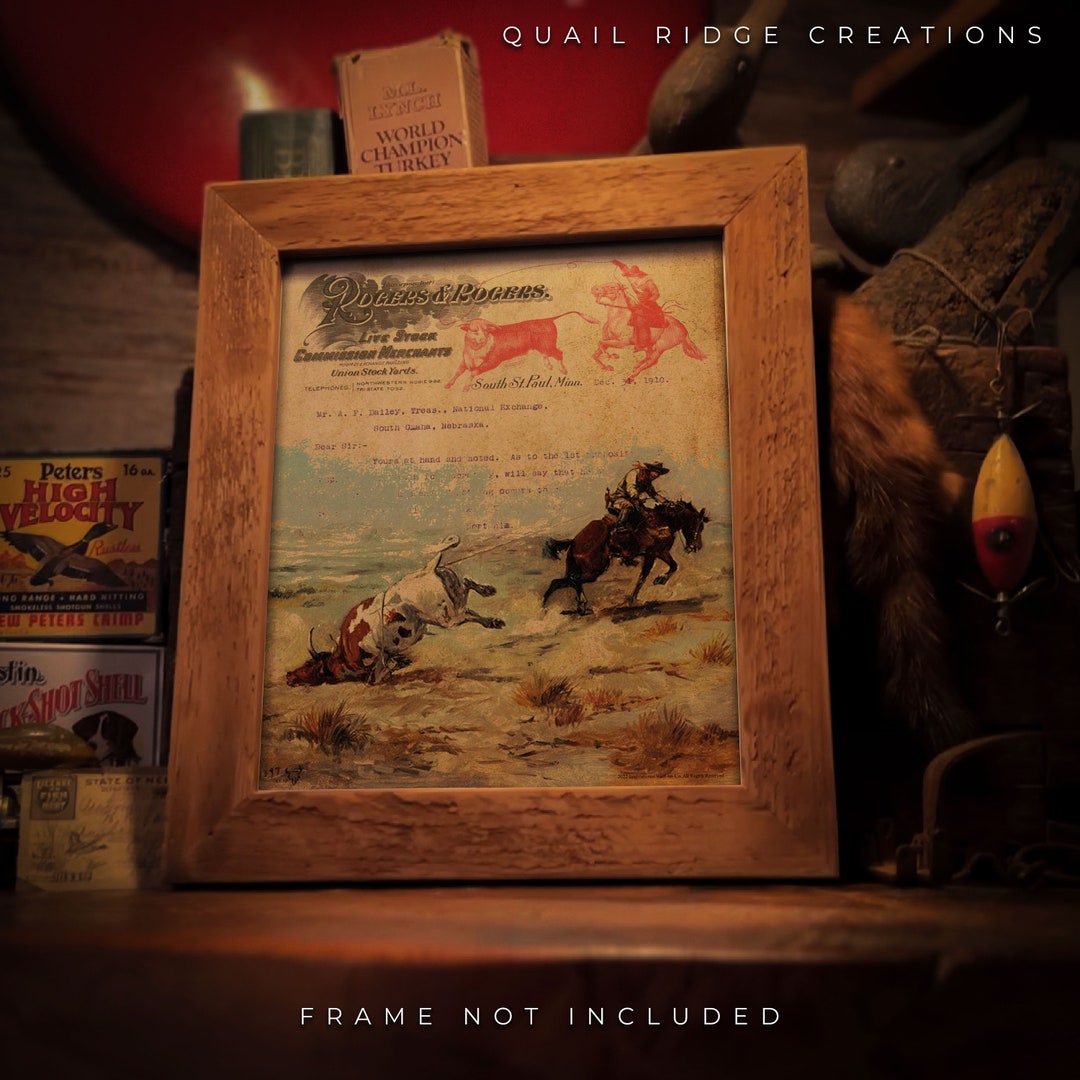 Vintage Cattle Rancher Art Print 8x10 Unframed Horse Cowboy Livestock ...