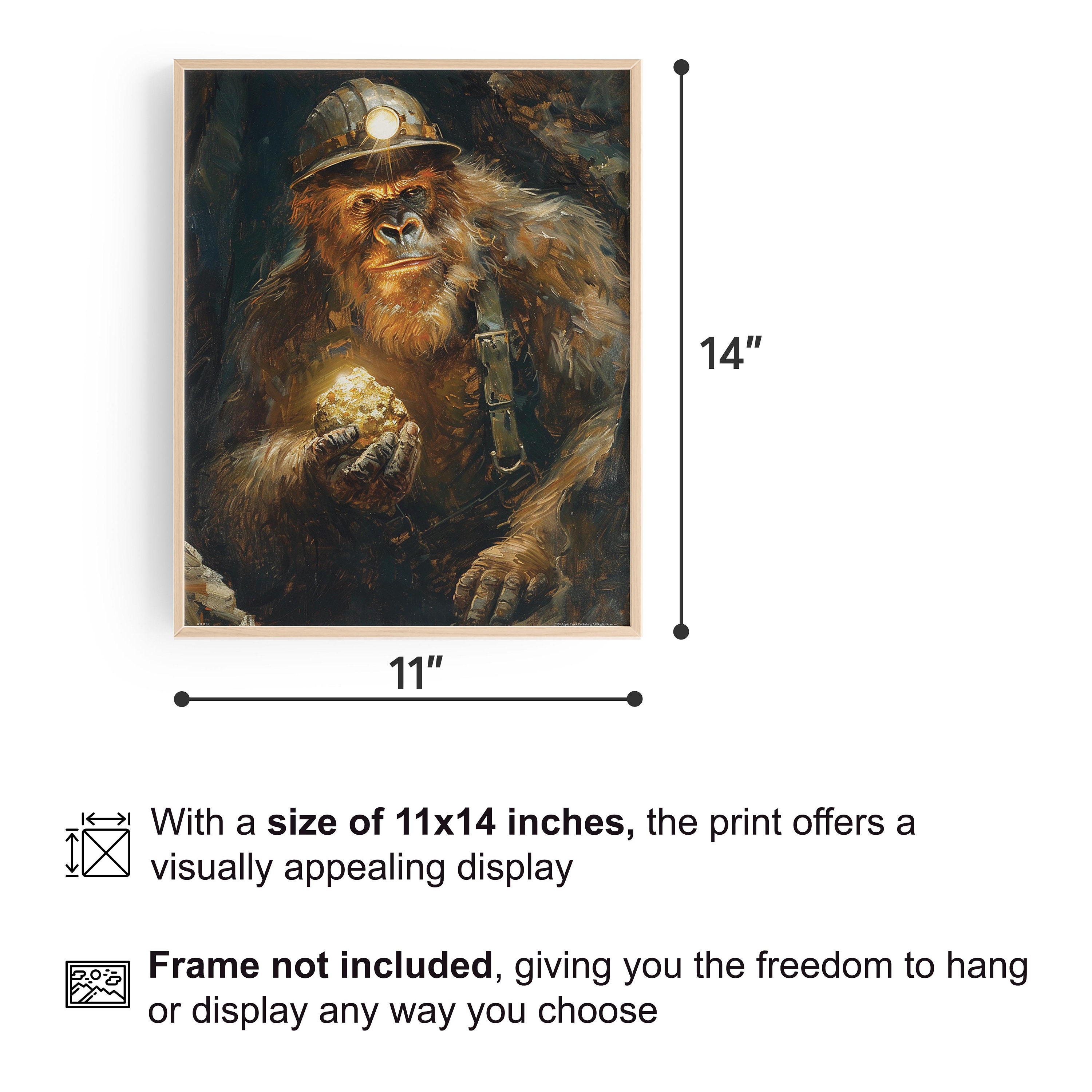 Vintage Bigfoot Gold Miner Art Print: Sasquatch Gold Panning Poster ...