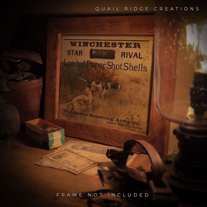 Winchester Shotgun Shell Box Art Print, Quail Hunting Dogs (8x10 ...