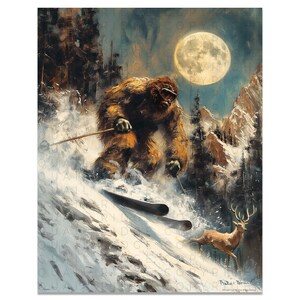 Vintage Sasquatch Bigfoot Art Print 11x14 Inches Unframed Snow Skiing ...