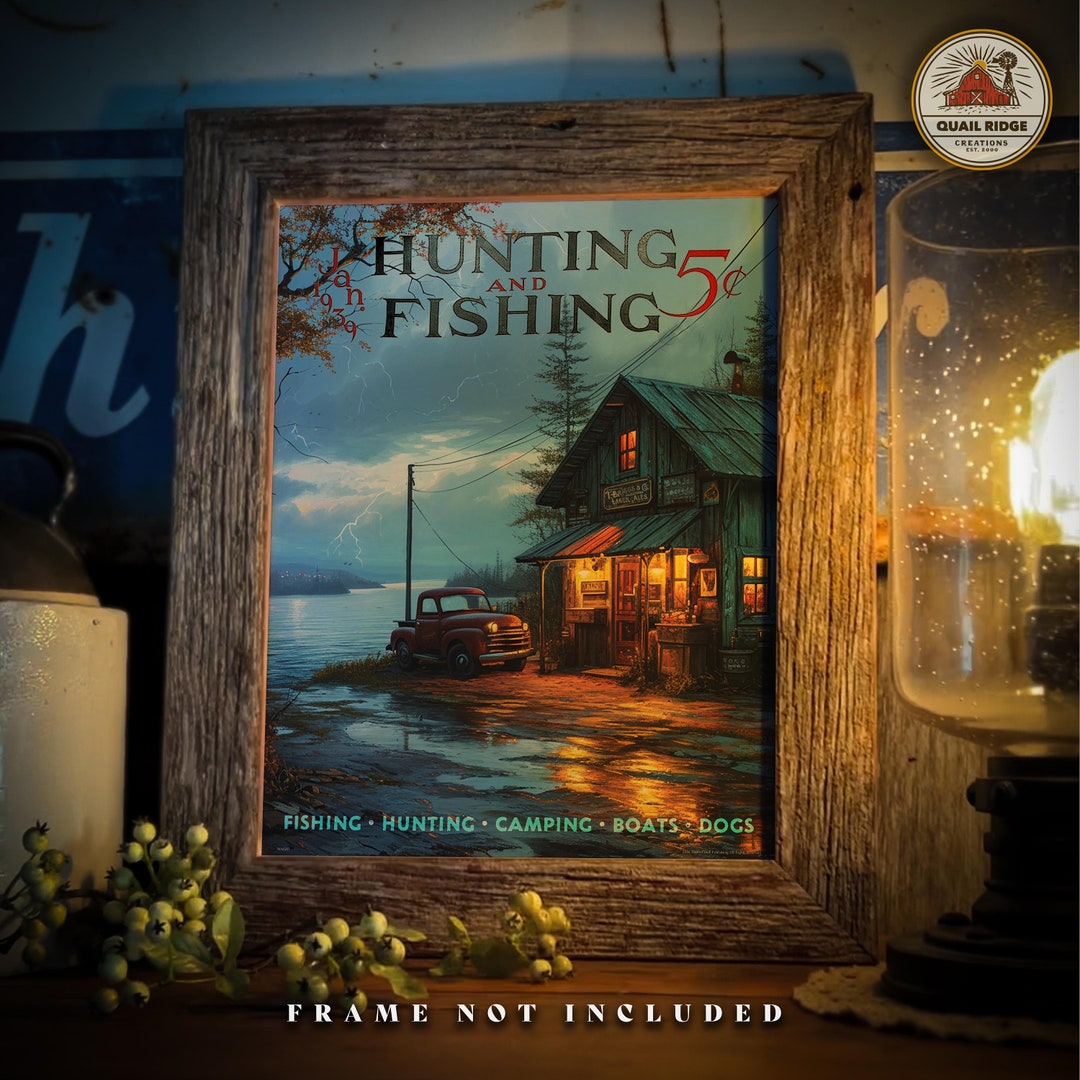 Vintage Hunting Fishing Magazine Cover Art Print 11x14 Inches Unframed ...