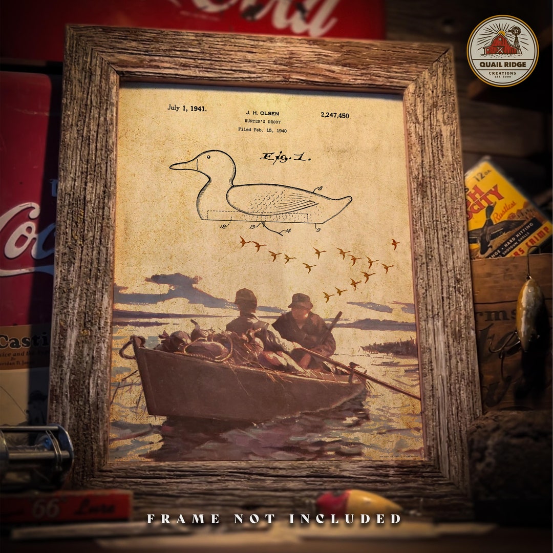Vintage Duck Hunting Decoy Patent Poster Art Print 11X14 Unframed ...