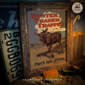 Vintage Moose Hunting Magazine Cover Art Print 11x14 Inches Unframed ...