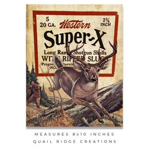 Vintage Western Shotgun Shell Box Art Print 8x10 Unframed Whitetail ...