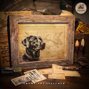 Vintage Black Lab Hunting Dog Poster Art Print 11x14 Unframed Duck ...