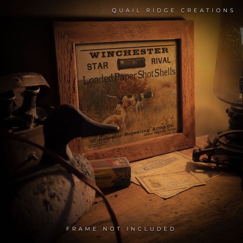 Winchester Shotgun Shell Box Art Print, Quail Hunting Dogs (8x10 ...