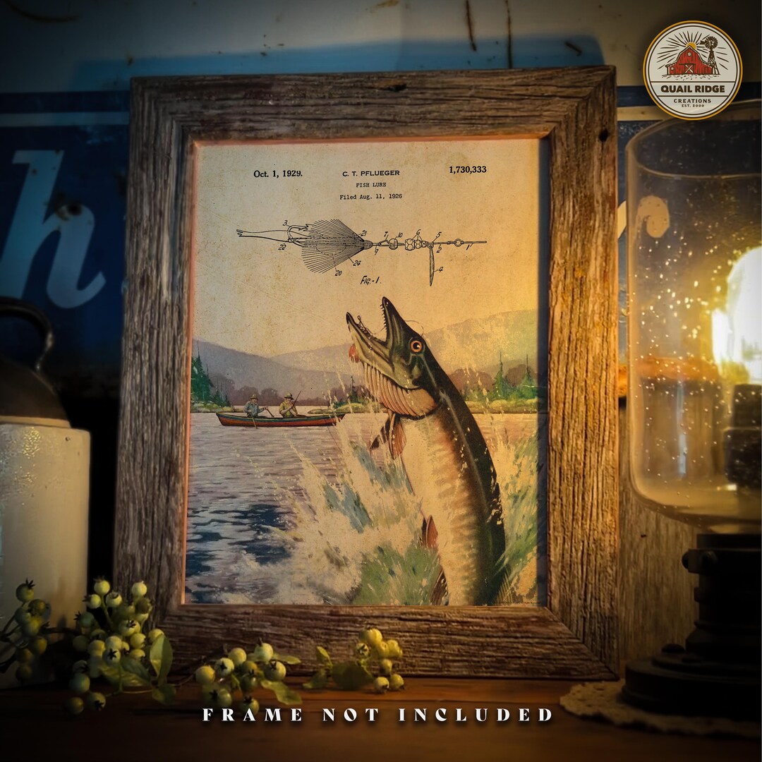 Vintage Muskie Fishing Lure Patent Art Print 11X14 Unframed Musky ...