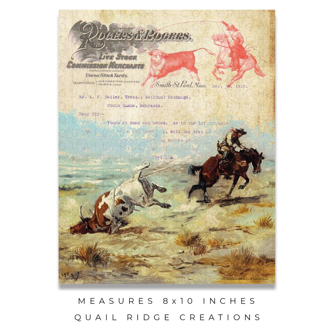 Vintage Cattle Rancher Art Print 8x10 Unframed Horse Cowboy Livestock ...