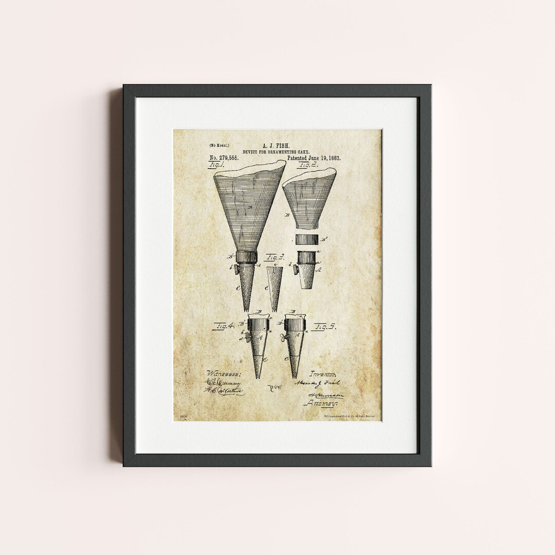 Vintage Bakery Patent Art Print: Cake Decorating Tool, Kitchen Decor - Etsy