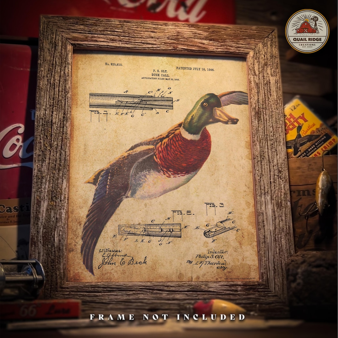 Vintage Duck Call Patent Poster Art Print 11X14 Unframed Mallard Duck ...