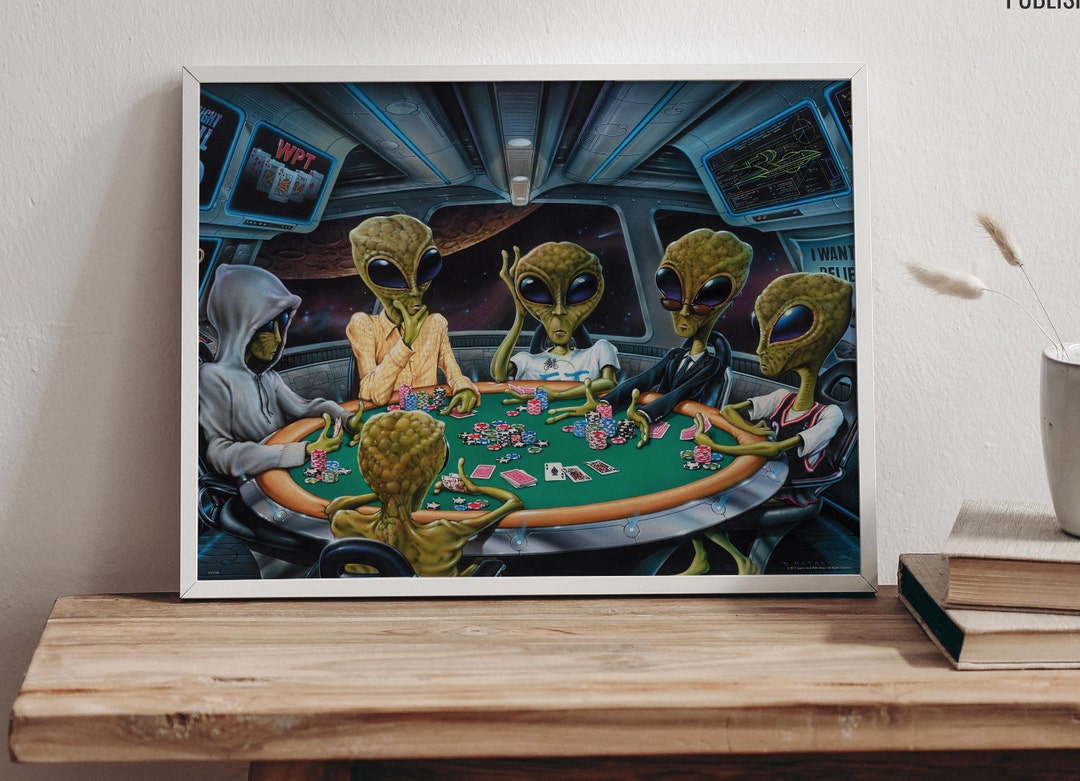 Aliens Playing Poker Art Print: Texas Hold'em Game Room Decor - Etsy