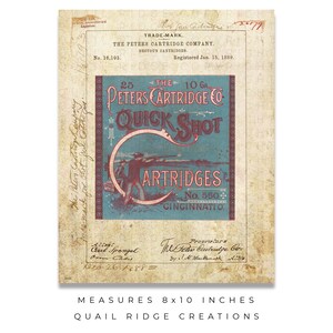 Vintage Peters Shotgun Shell Label Art Print, Hunting Decor (8x10 ...
