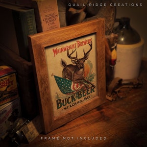 Vintage Buck Beer Advertising Art Print 8x10 Unframed Whitetail Deer ...