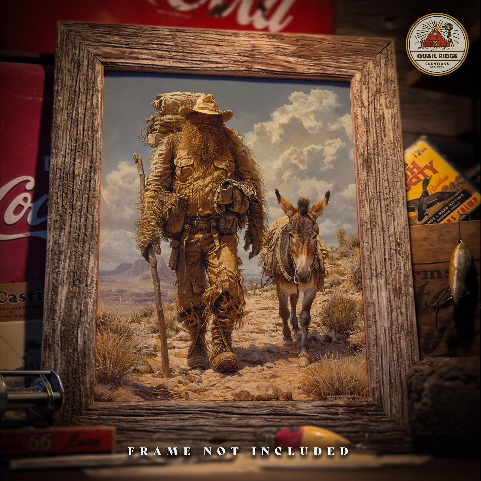 Desert Bigfoot Gold Miner Art Print: Sasquatch Gold Panning Poster - Etsy