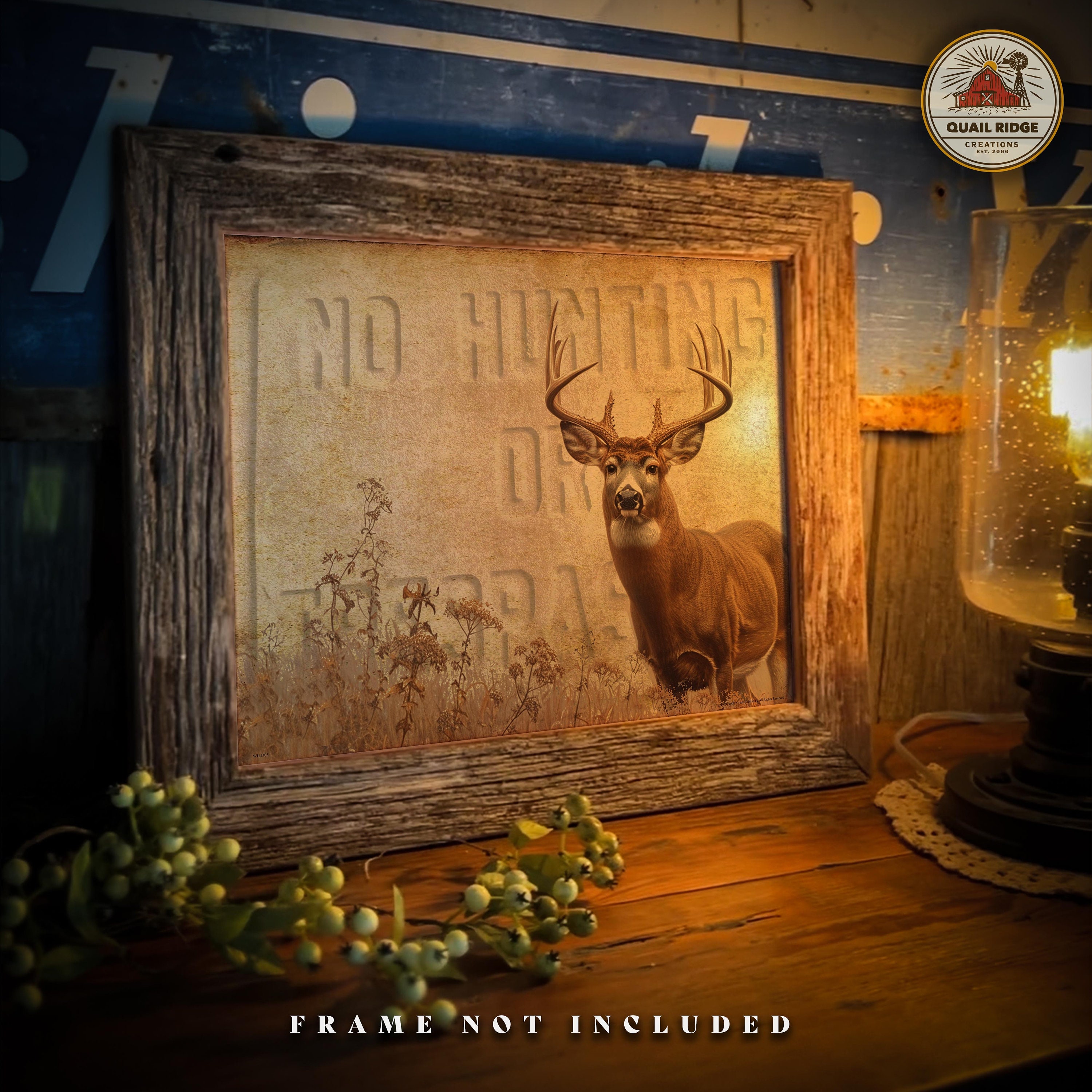 Vintage No Hunting Sign Art Print: Whitetail Deer Cabin Decor (11x14 ...