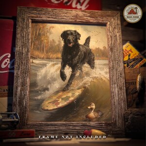 Black Lab Surfing Art Print: Duck Hunting Cabin Decor (11x14 Unframed ...