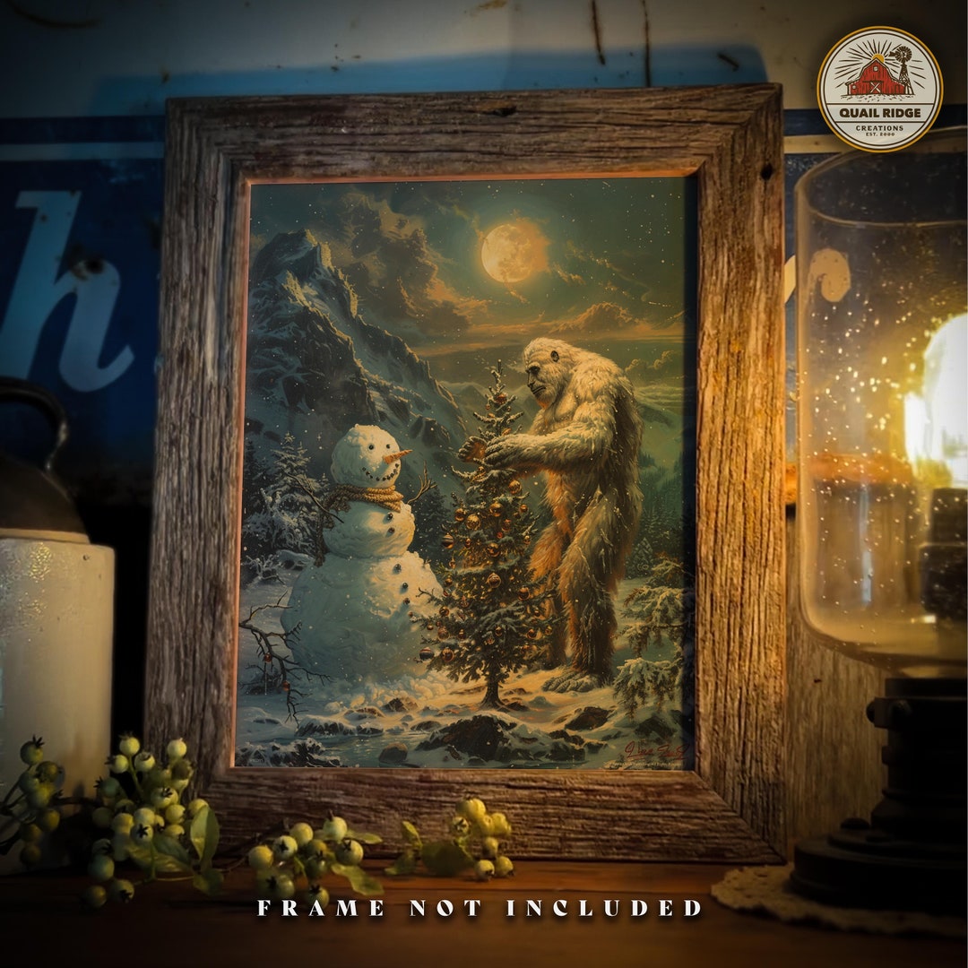 O Christmas Tree - Sasquatch Bigfoot Art Print 11x14 Inches Unframed ...