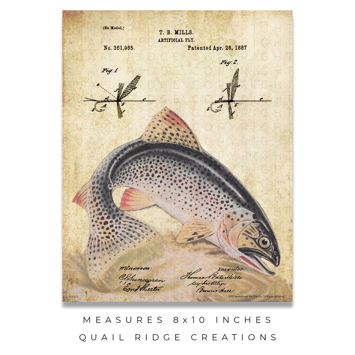 Vintage Fishing Lures Patent Art Print: Rainbow Trout, Hunting Cabin ...