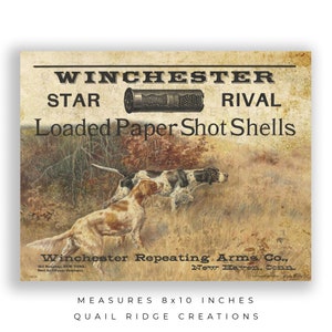Winchester Shotgun Shell Box Art Print, Quail Hunting Dogs (8x10 ...