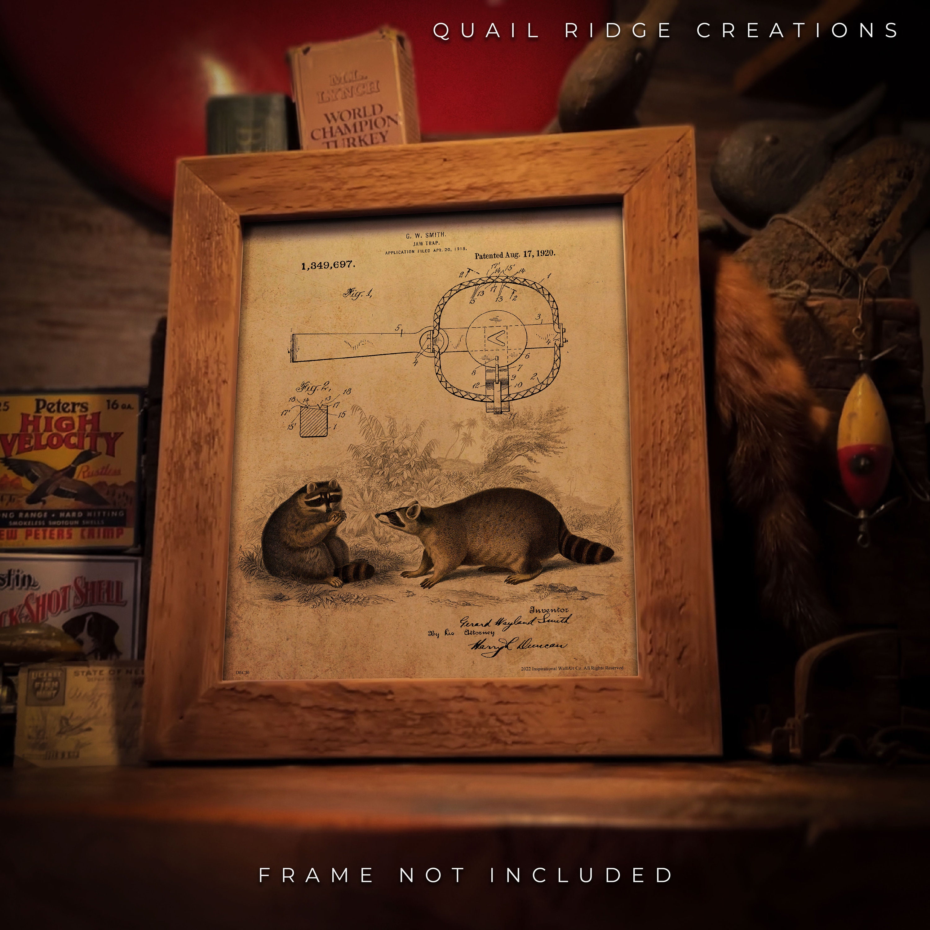 Vintage Animal Trap Patent Art Print 8x10 Unframed Raccoon Trapping ...