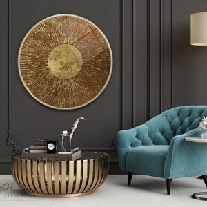 Gold Pattern Round Tempered Glass Print| Art | Wall Decoration | Gift ...