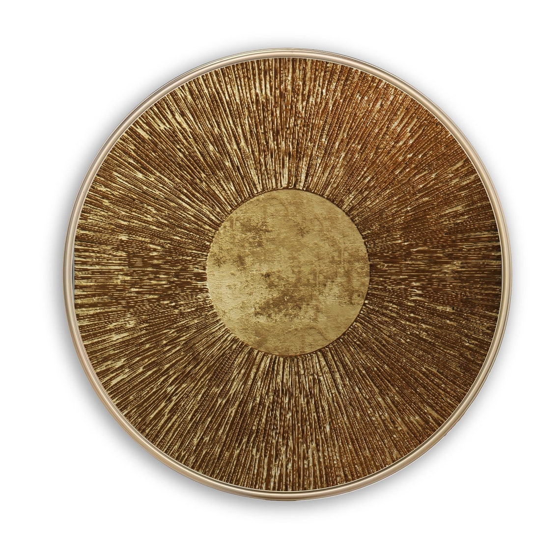 Gold Pattern Round Tempered Glass Print Art Wall Decoration Gift - Etsy