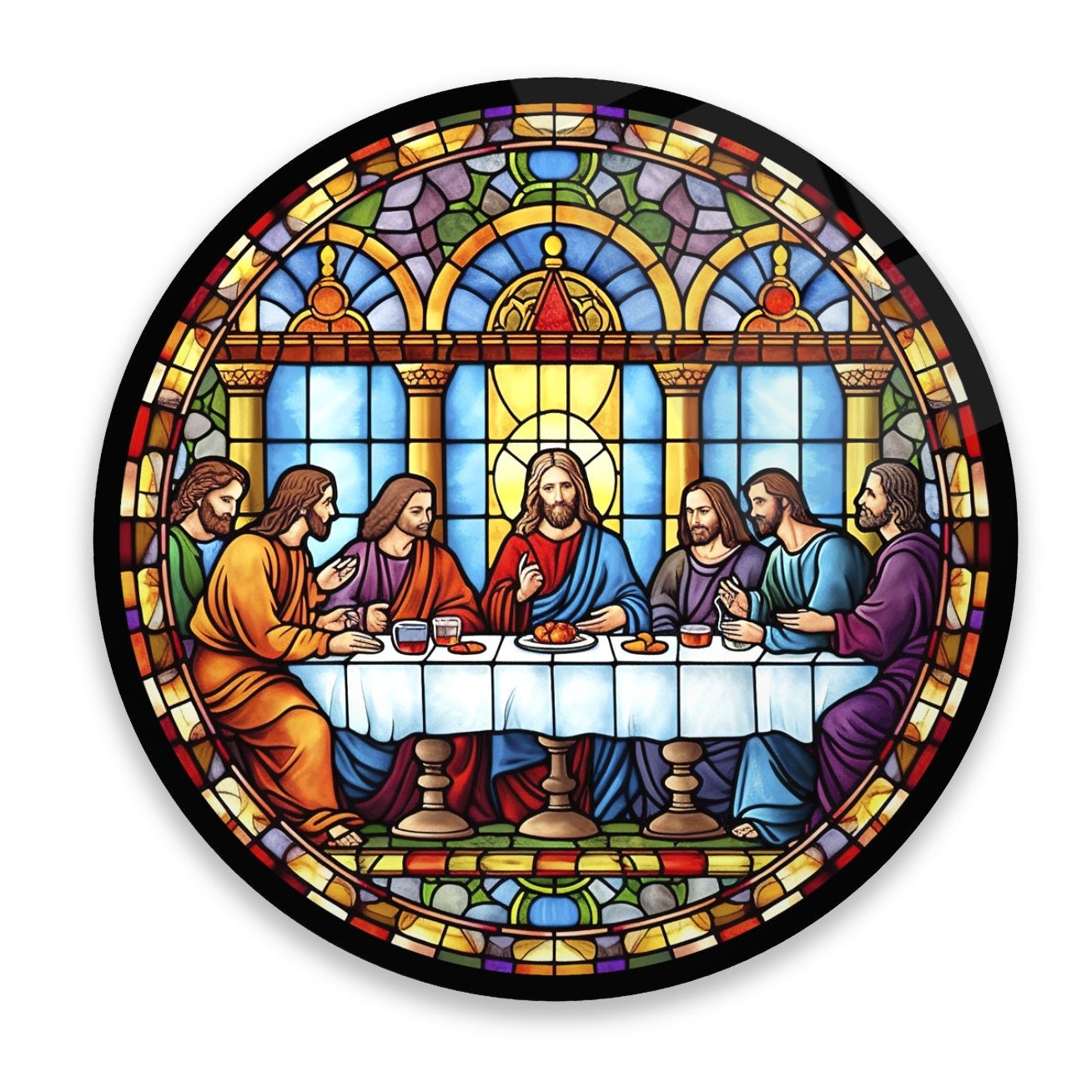 Last Supper Round Tempered Glass Print | Art | Wall Decoration | Gift ...