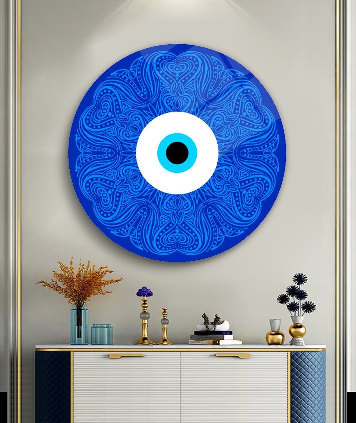Evil Eye Round Tempered Glass Print | Art | Wall Decoration | Gift - Etsy