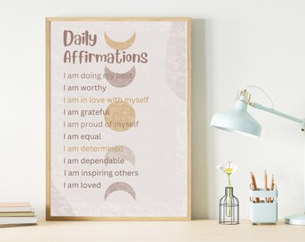 Positive Affirmations Printable, Daily Affirmations, Instant Download ...