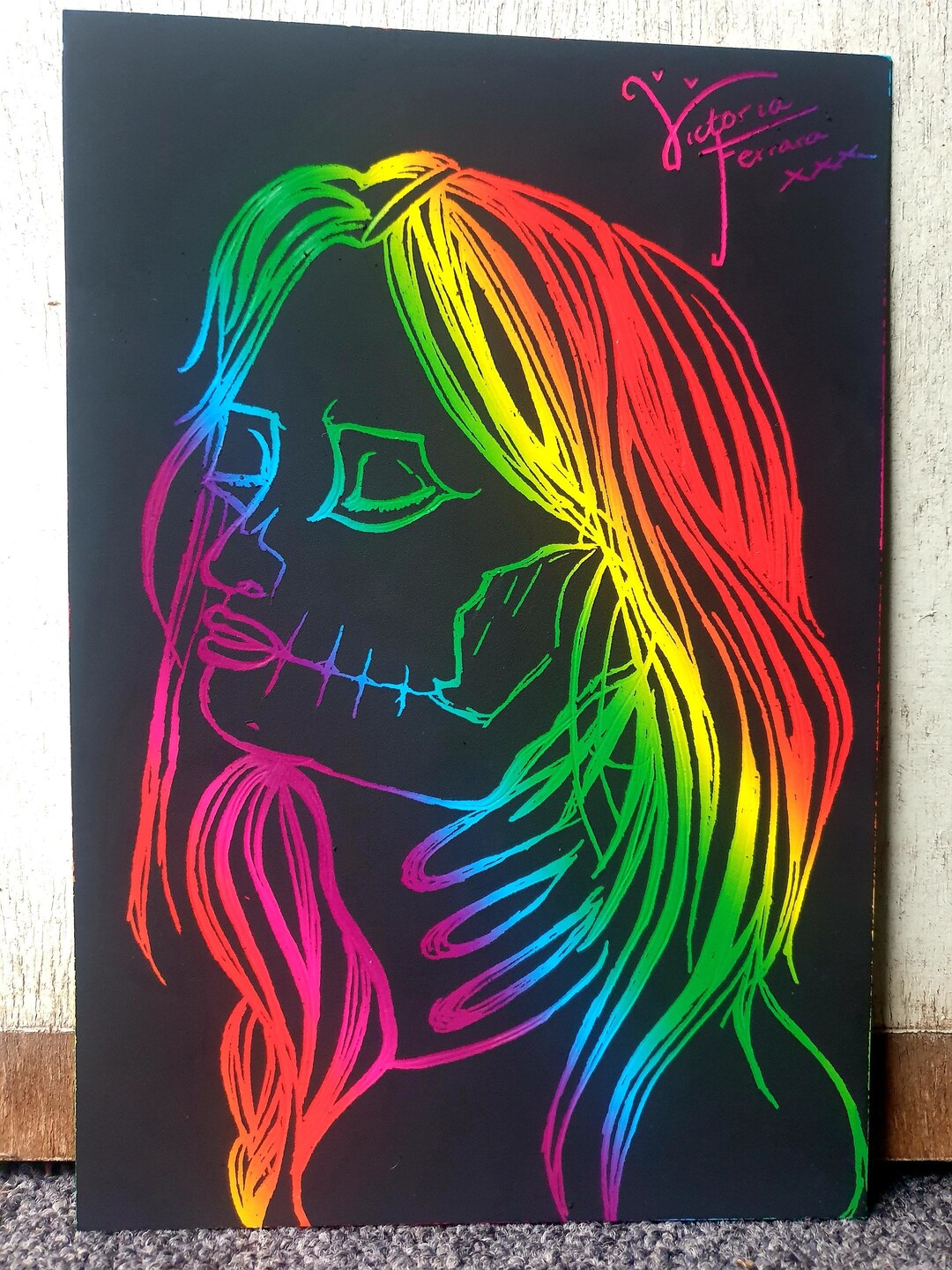 Lady of the Dead Drawing Scratch Art Paper - Etsy