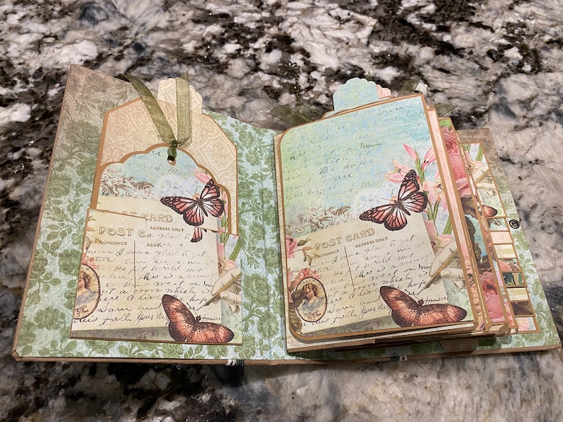 Vintage Butterfly Themed Pages With Greens, Pinks and Blues! Complete ...
