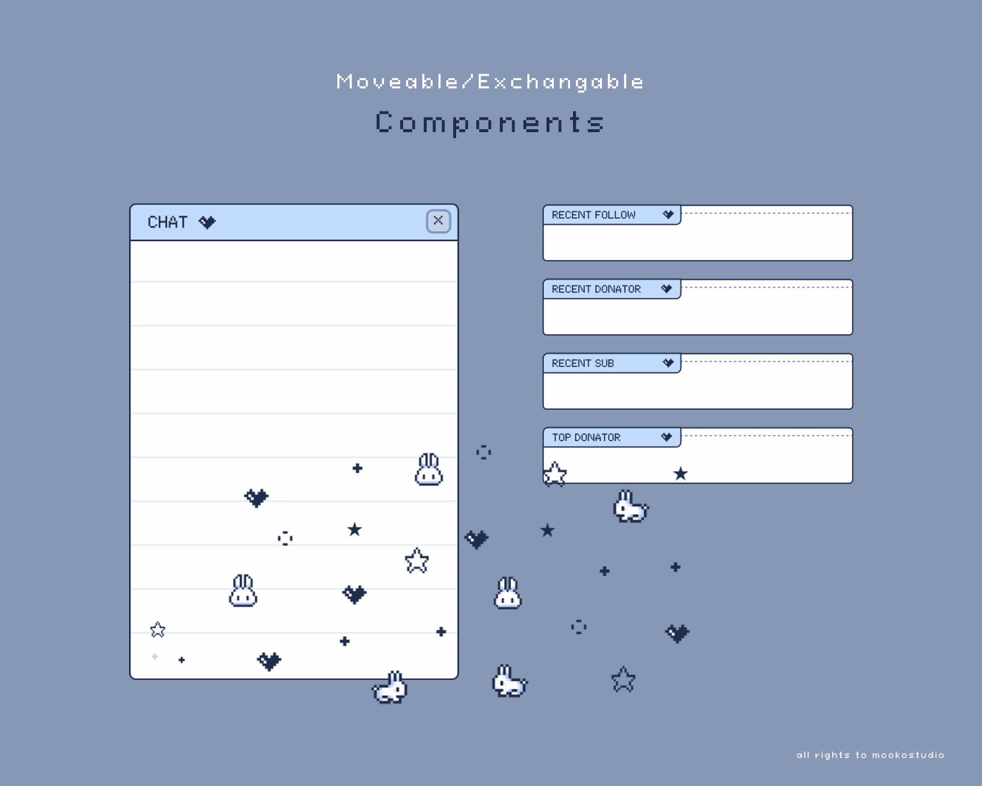 Y2K Bunny Animated Stream Overlay Pack includes Blue Pink - Etsy