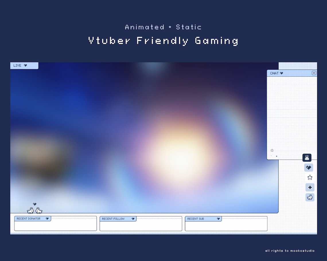 Y2K Bunny Animated Stream Overlay Pack Includes Blue Pink - Etsy 日本