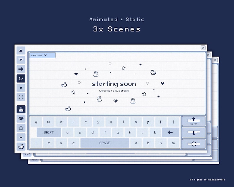 Y2K Bunny Animated Stream Overlay Pack includes Blue Pink - Etsy