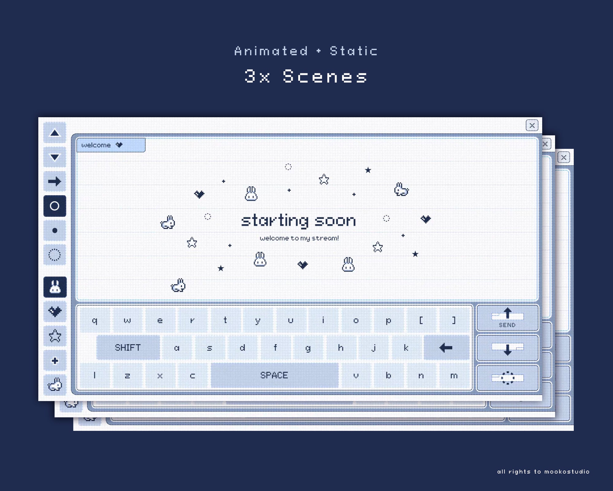 Y2K Bunny | Animated Stream Overlay Pack (includes Blue, Pink, Purple ...