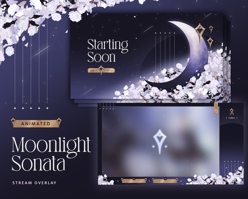 Moonlight Sonata | Animated Stream Overlay Pack - Etsy