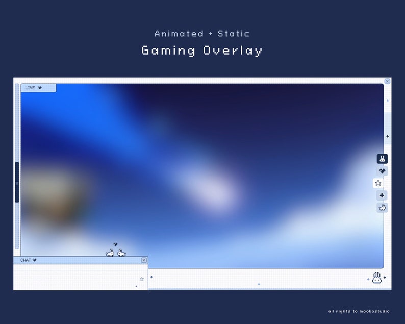 Y2K Bunny Animated Stream Overlay Pack Includes Blue Pink - Etsy México