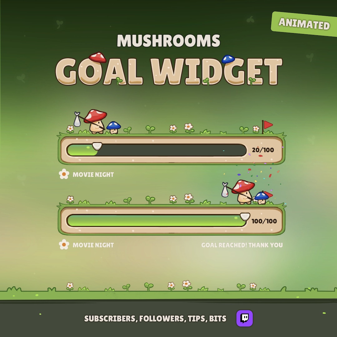 Mushrooms | Animated Stream Goal Widget - Etsy