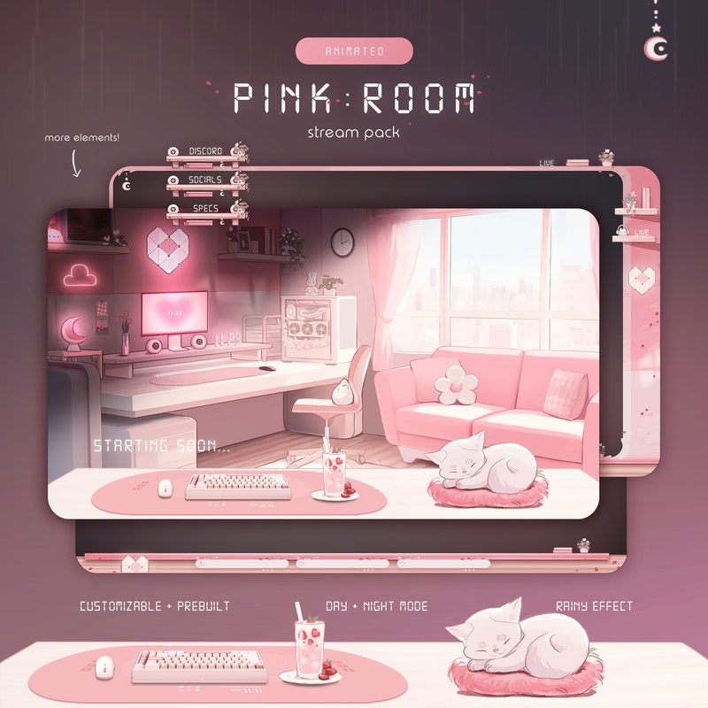 Vtuber Room Overlay Pink - Etsy