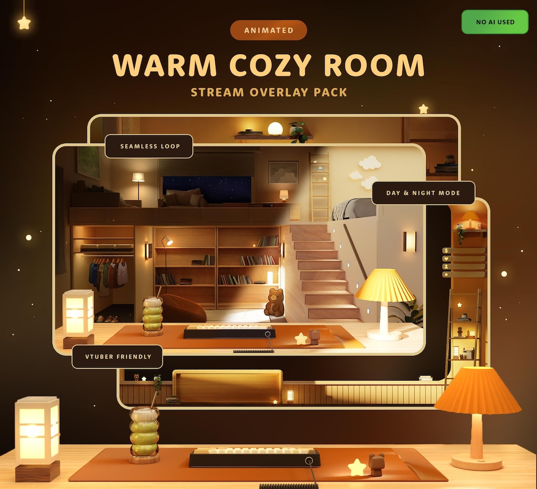 Warm Cozy Room | Animated Stream Overlay Pack - Etsy