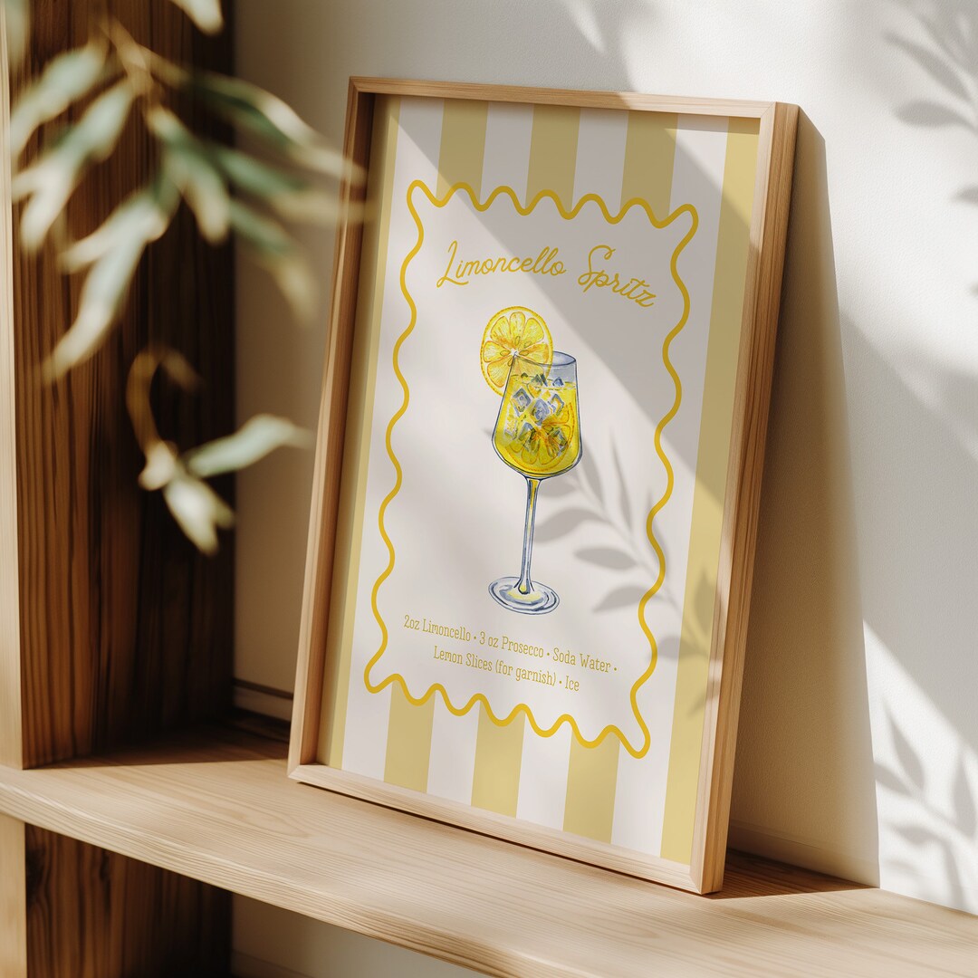 Limoncello Spritz Poster, Bar Cart Decor Cocktail Print, Trendy ...