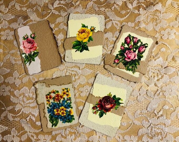Ephemera Cards With Vintage Overlay Handmade Paper - Etsy