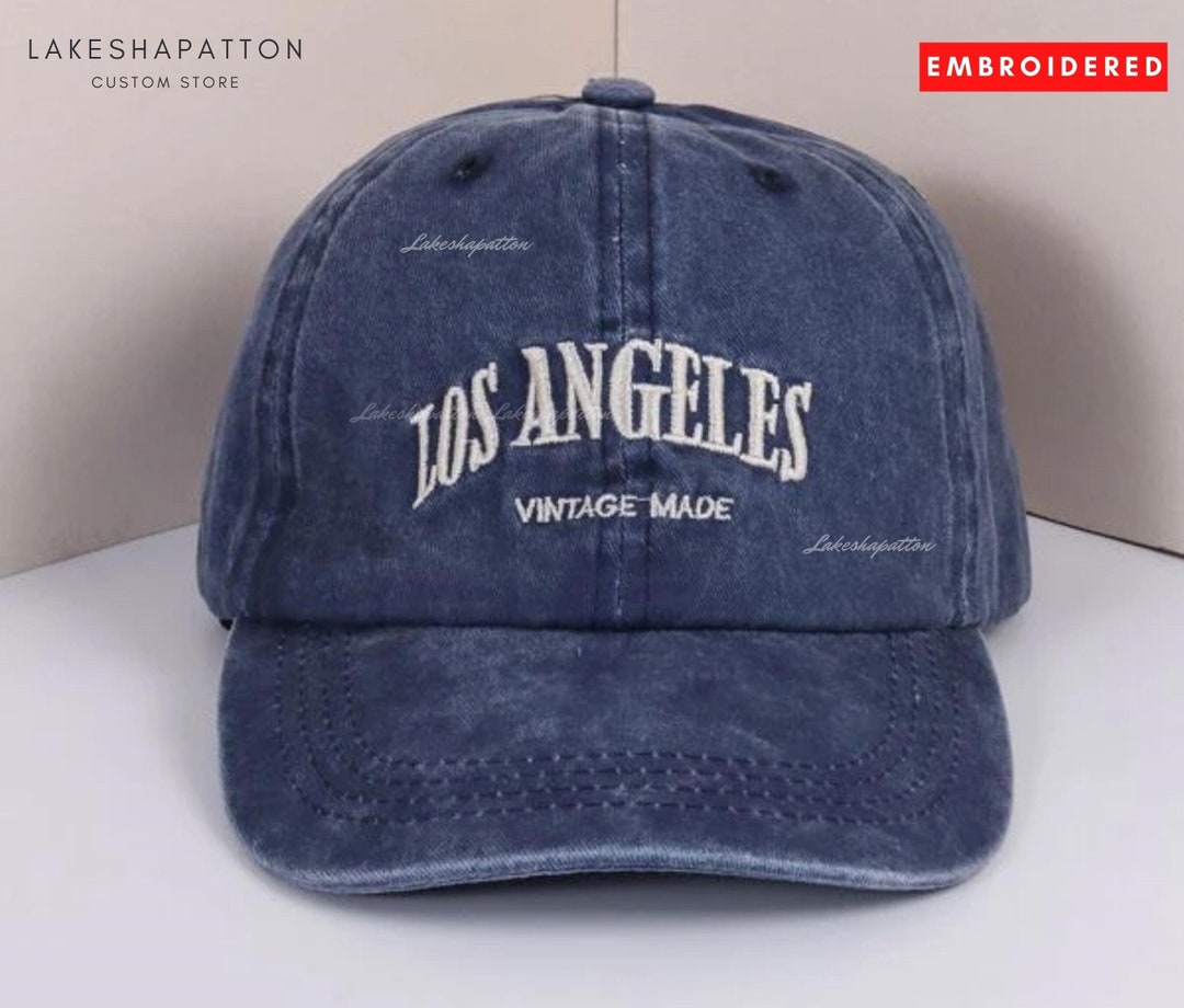EMBROIDERED| Los Angeles Hat Embroidered, Los Angeles Baseball Dyed Cap ...